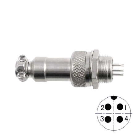 Gniazdo + wtyk na panel, seria C01 (GX12), dł. 46mm / 4 pin - Sklep AVT